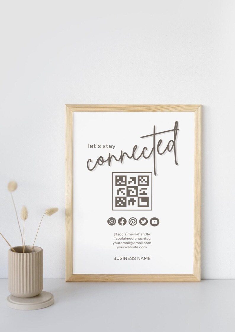 Modern Let's Stay Connected Sign Small Business Signage Template ...