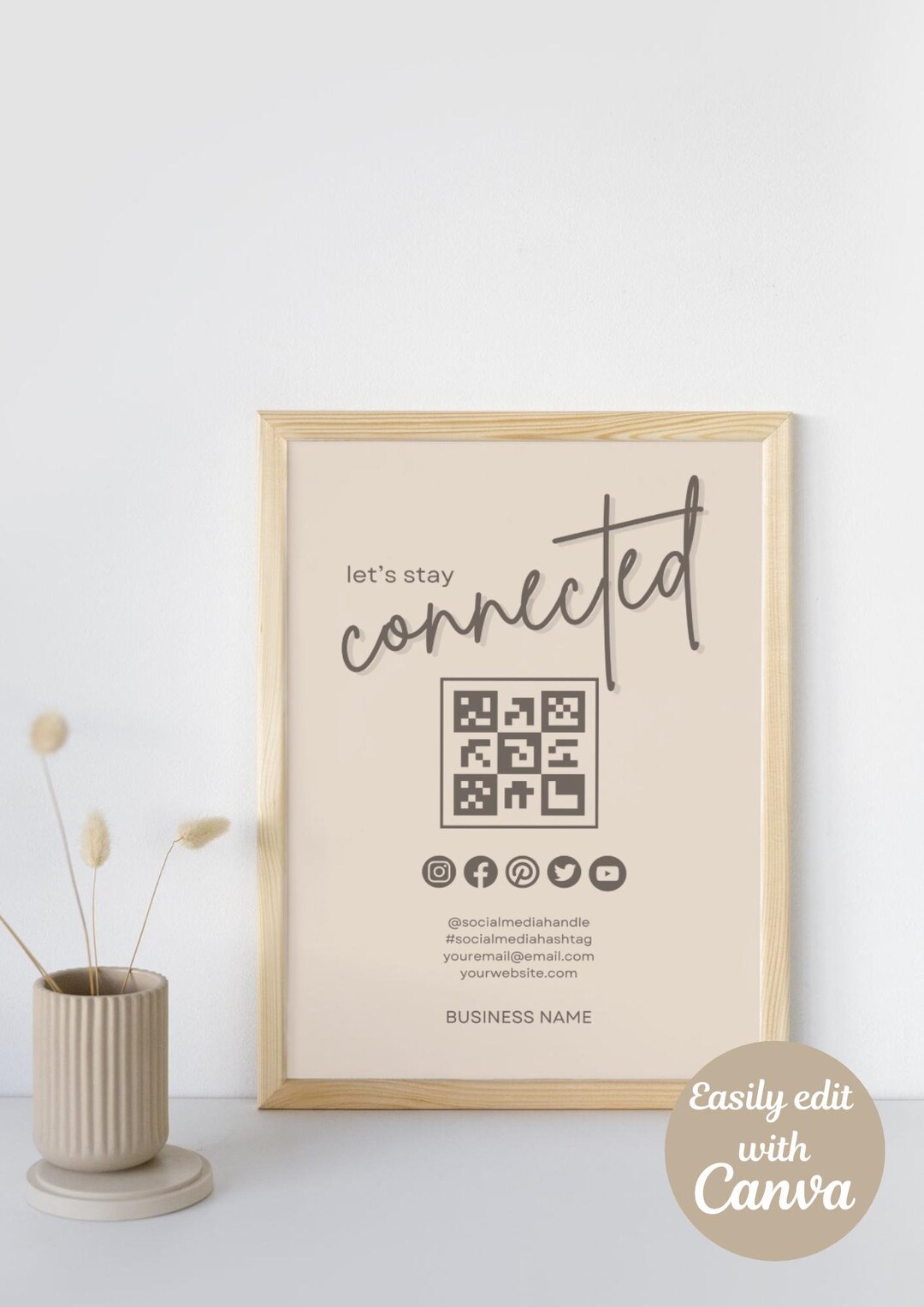 Modern Let's Stay Connected Sign Small Business Signage Template ...