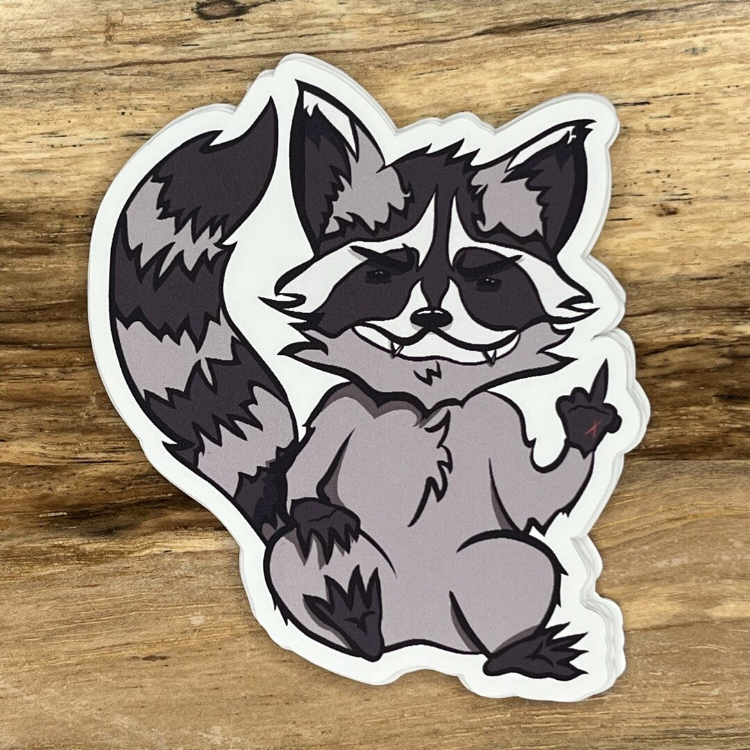 Middle Finger Leroy Raccoon - 3" Die Cut Sticker, Punk Trash Panda - Etsy