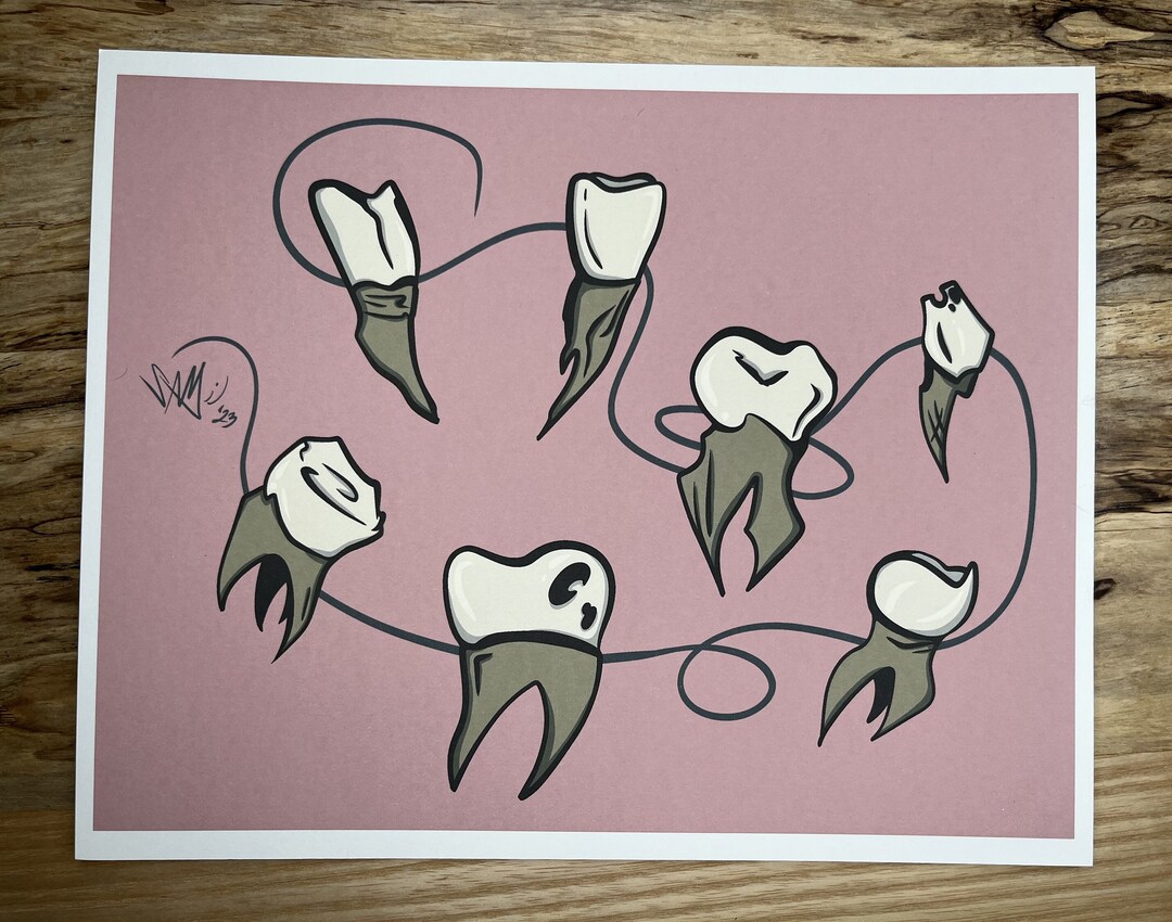Teeth String Art Print - Punk Grunge Home Decor (various Sizes) - Etsy