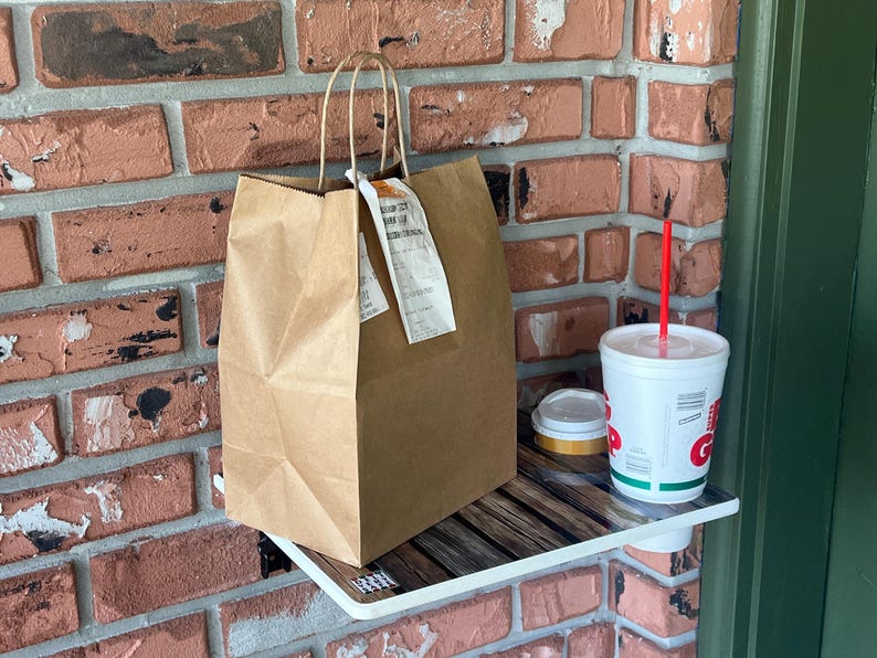Folding Delivery Shelf: Wall-mounted Wood Tray With Cup Holders - Etsy