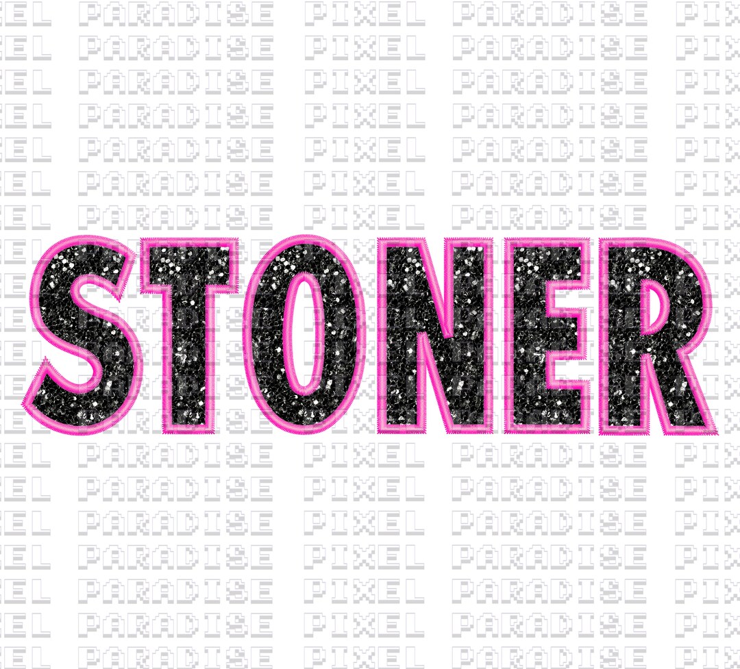 Stoner PNG, Faux Embroidered Letters PNG, Sequin Letters PNG, Marijuana ...