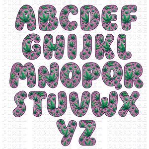 Doodle Letters, Digital Alphabet, Marijuana Doodle Letters, Weed PNG ...
