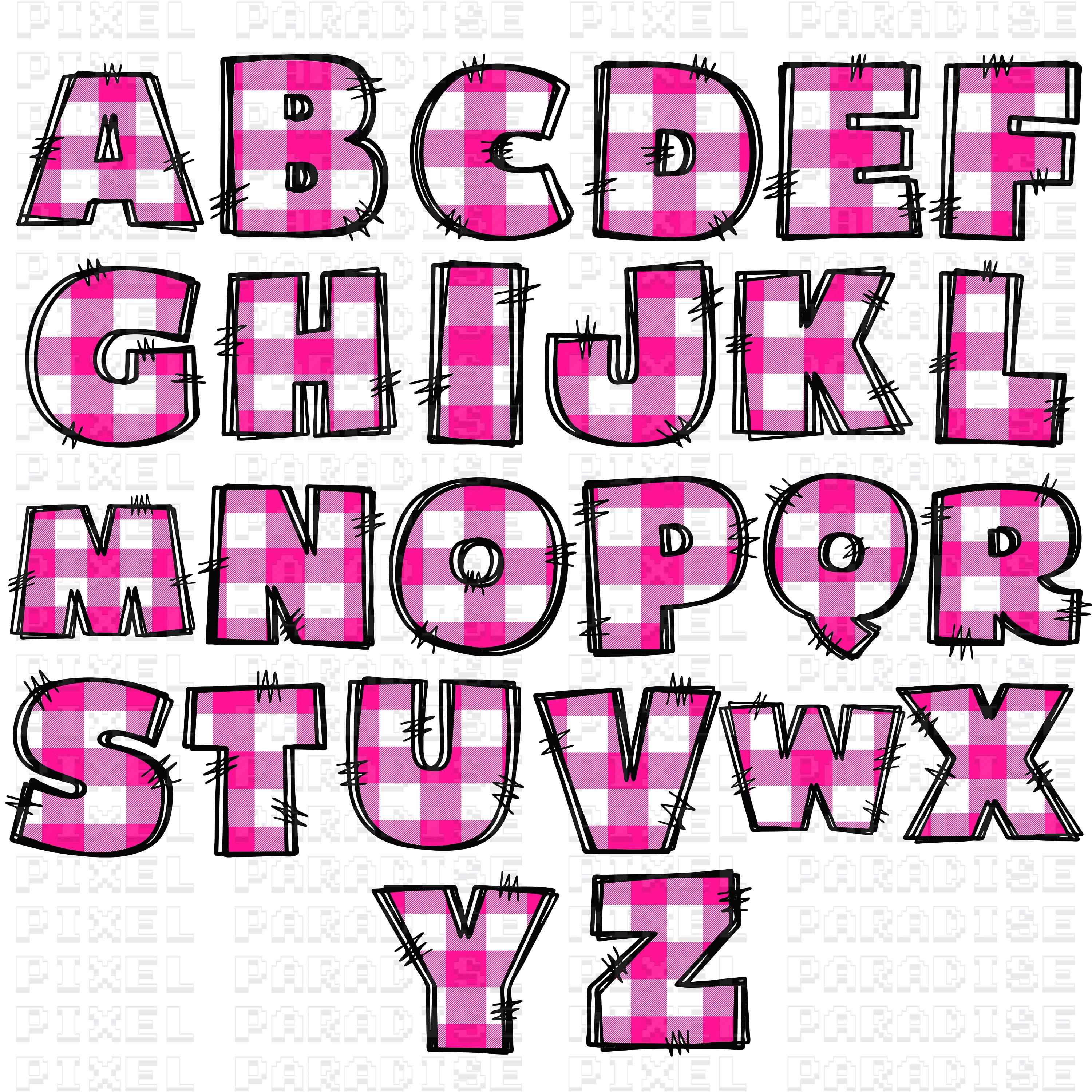 Doodle Letters PNG, Christmas Alphabet, Doodle Letters, Pink Christmas ...