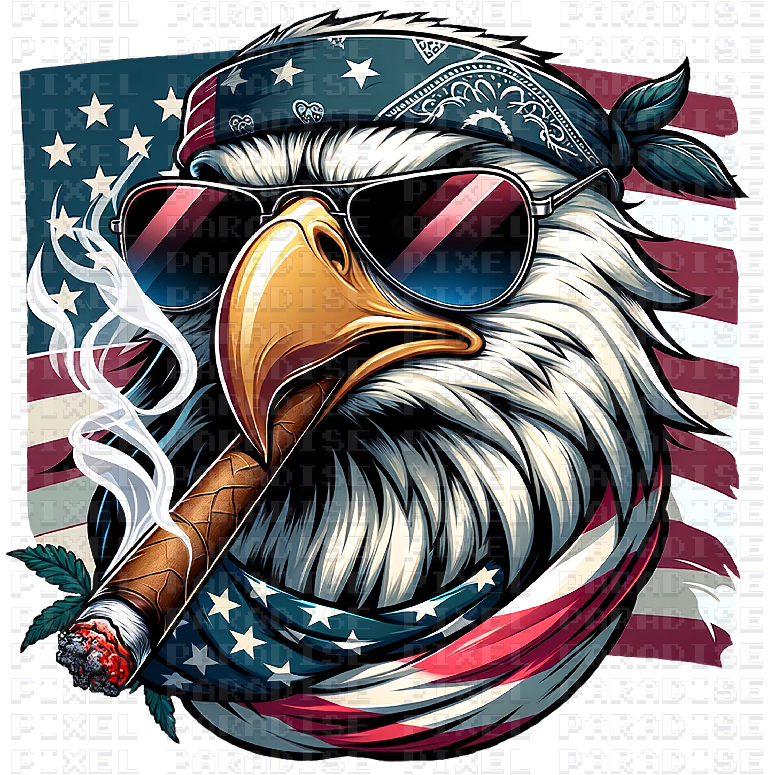 American Stoner Png, Eagle Smoking Weed Png, American Badass Png, Bald ...