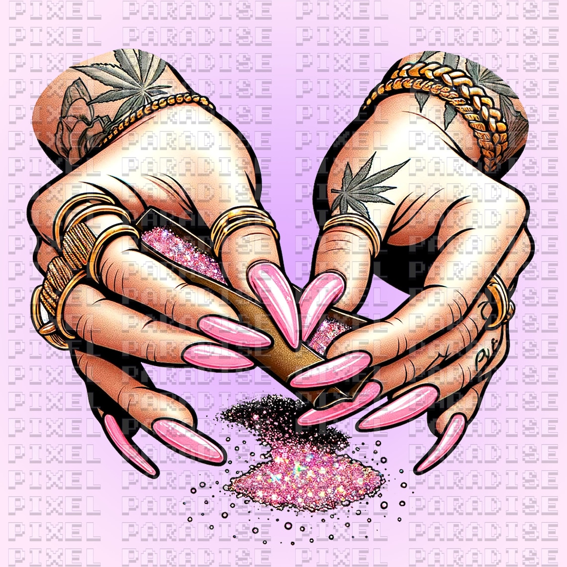Rolling up Some Spirit PNG, Marijuana Png, Girly Stoner Png, Glitter ...