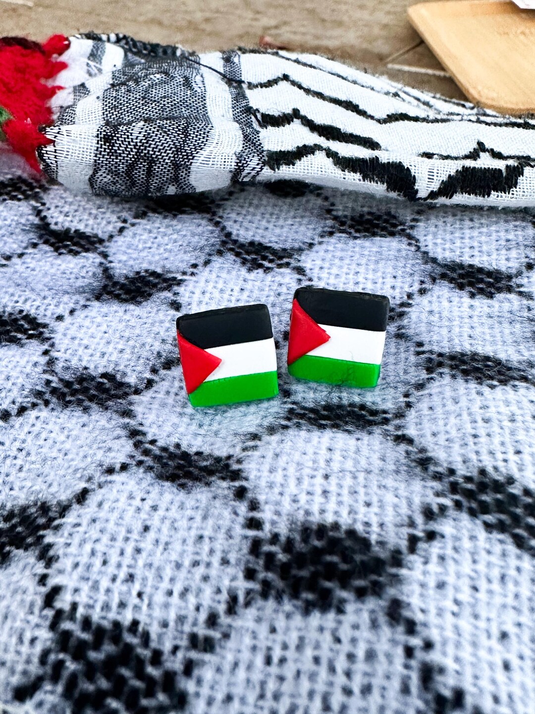 Handmade Palestine Flag Polymer Clay Stud Earrings - Etsy