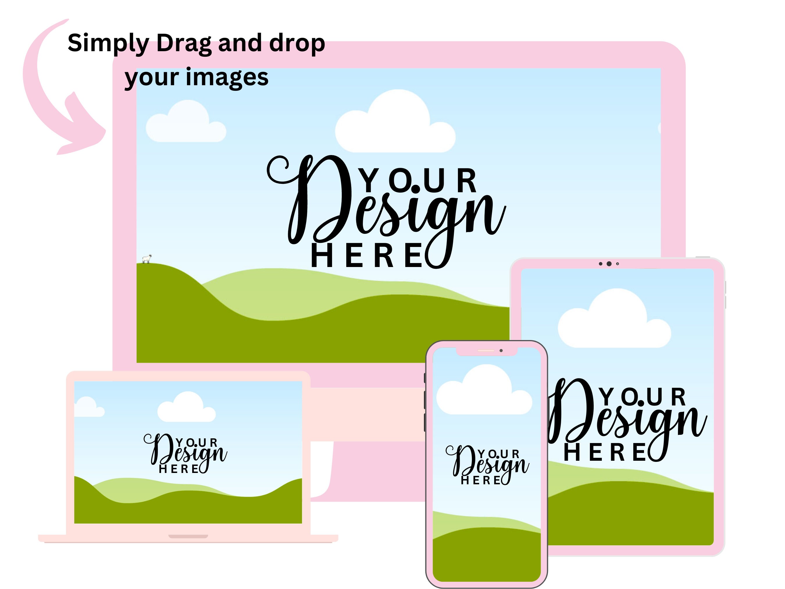 Digital Mockup Bundle, Computer Mockup, Phone Mockup, Tablet Mockup ...