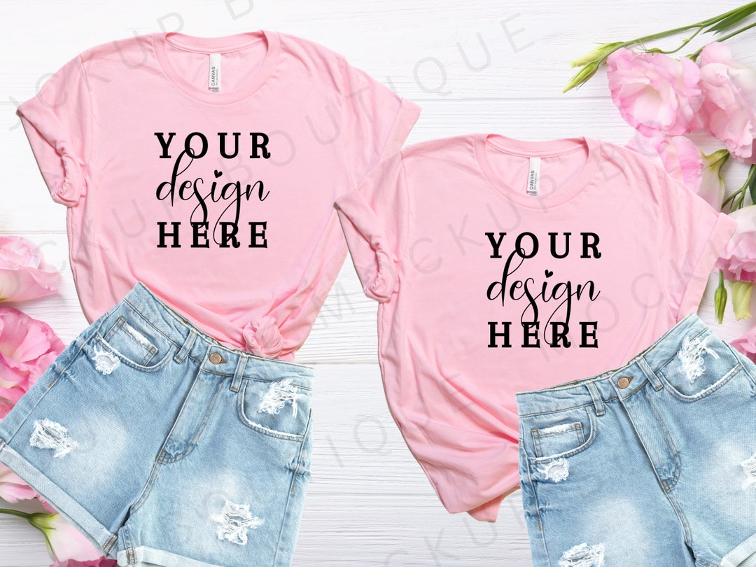 Bella and Canvas Pink 3001C, Sister Mockup, Bella Canvas 3001C T-shirt ...