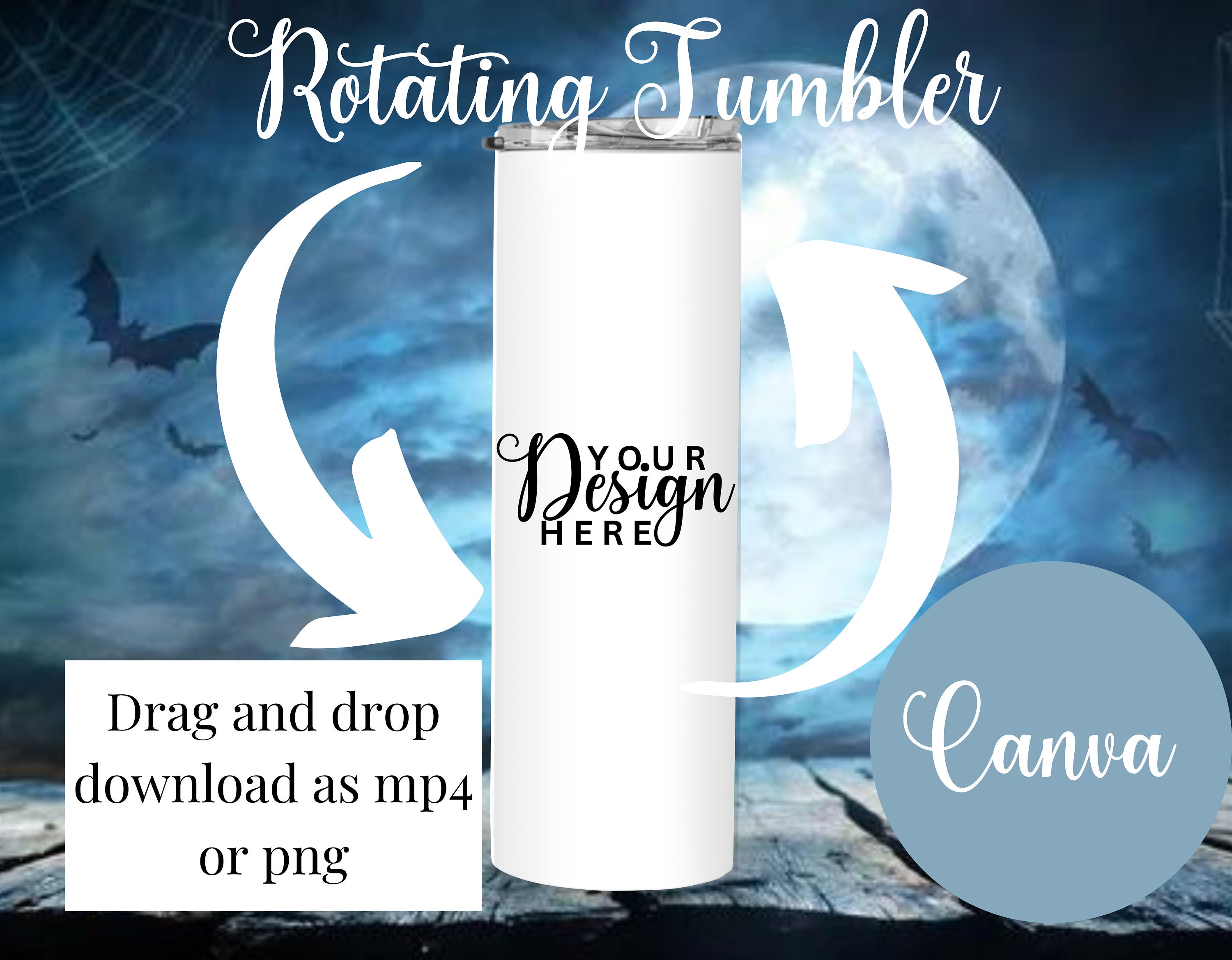 Rotating Tumbler Mockup, Rotating Halloween Tumbler, Drag and Drop ...