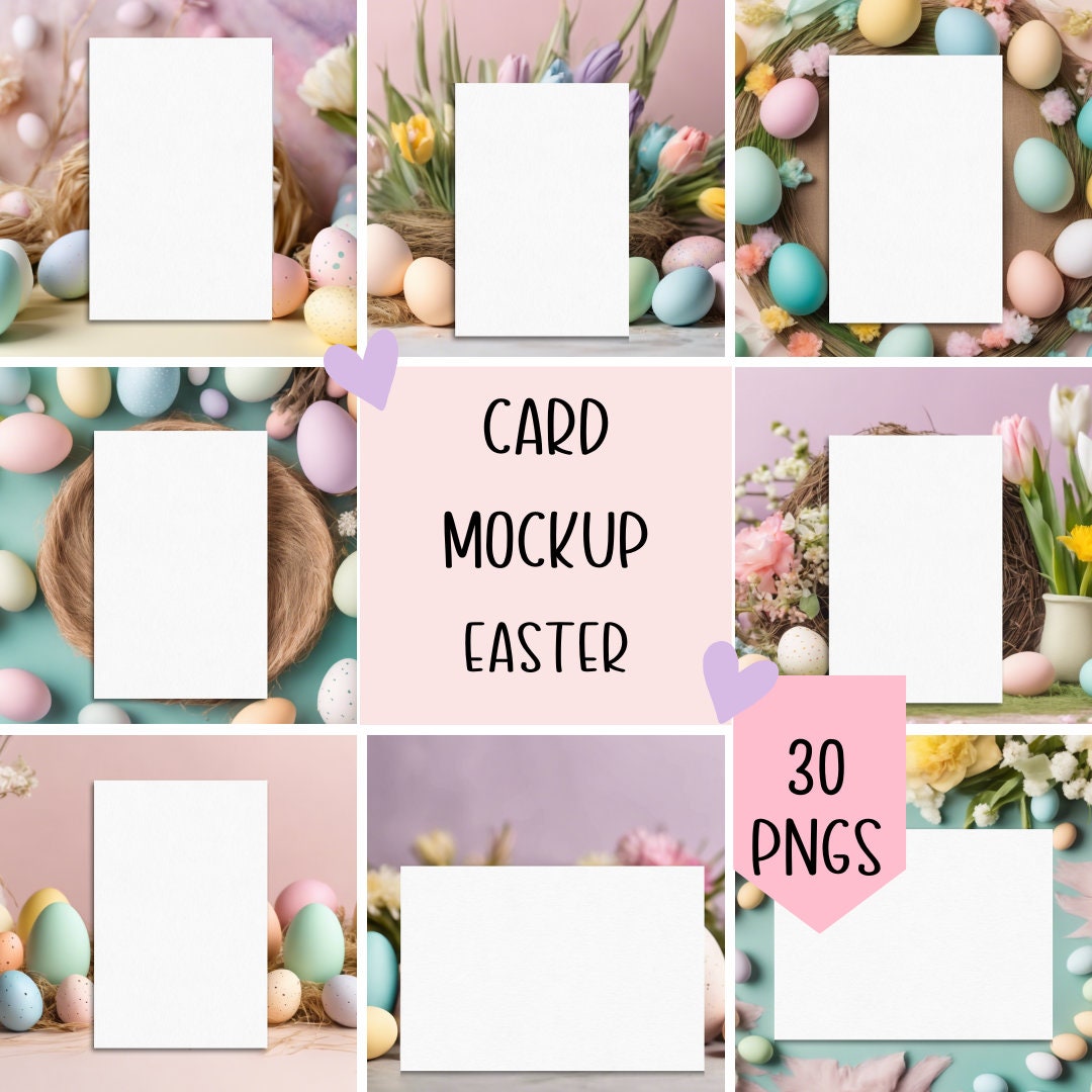 Easter Card Mockups, Spring Card Mockups, Easter Invitation Mockups ...