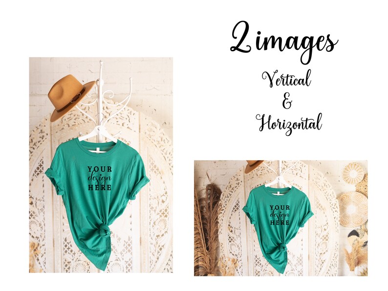 Bella and Canvas Kelly Green Mockup Kelly 3001C Boho T-shirt - Etsy