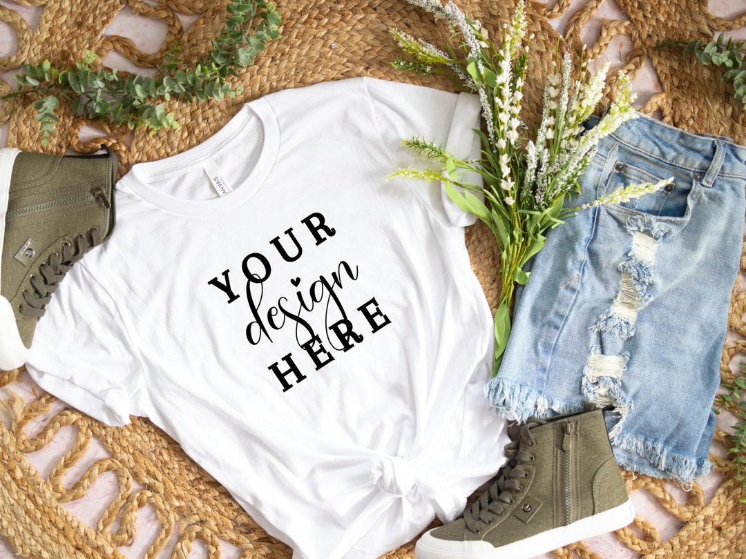 Bella and Canvas White 3001C, T-shirt Mockup, Bella and Canvas 3001C T ...