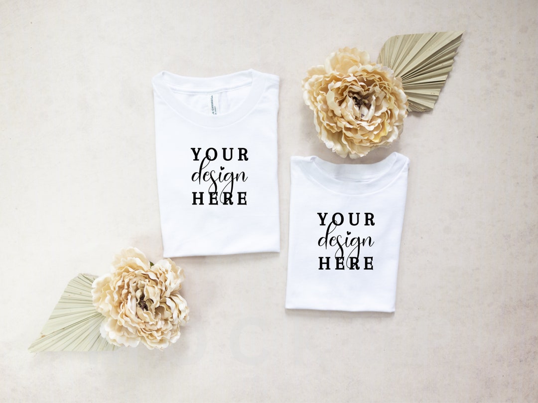 Sibling Mockup Bella and Canvas, White 3001C, T-shirt Mockup, Bella and ...