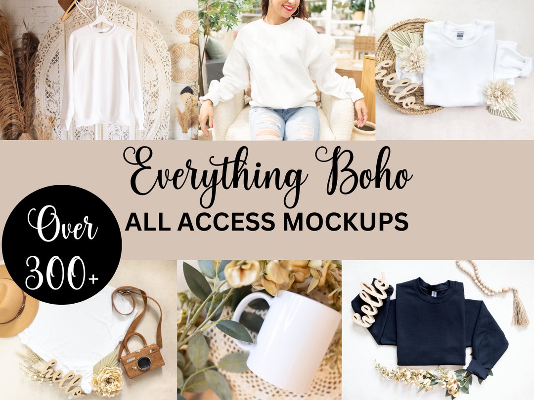 Boho Mockup Bundle, Gildan Bundle, Bella and Canvas Bundle, Libbey ...