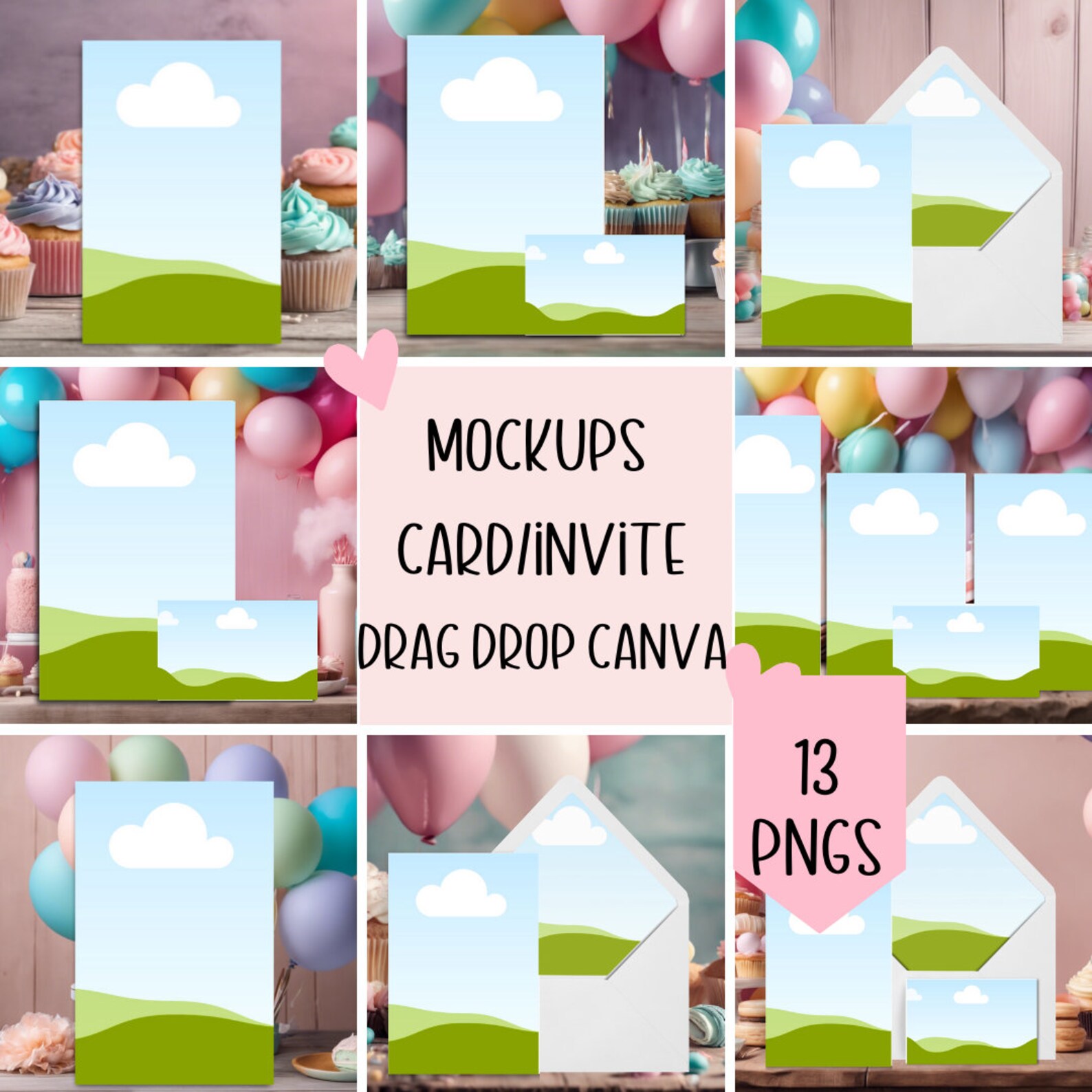 Birthday Invitation Drag and Drop Mockup, Invitation Mockup, Birthday ...