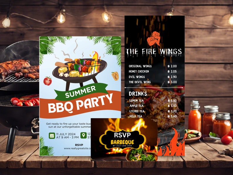 Barbeque Invitation Mockup, Spring Invitation Mockup, Barbeque Invite ...