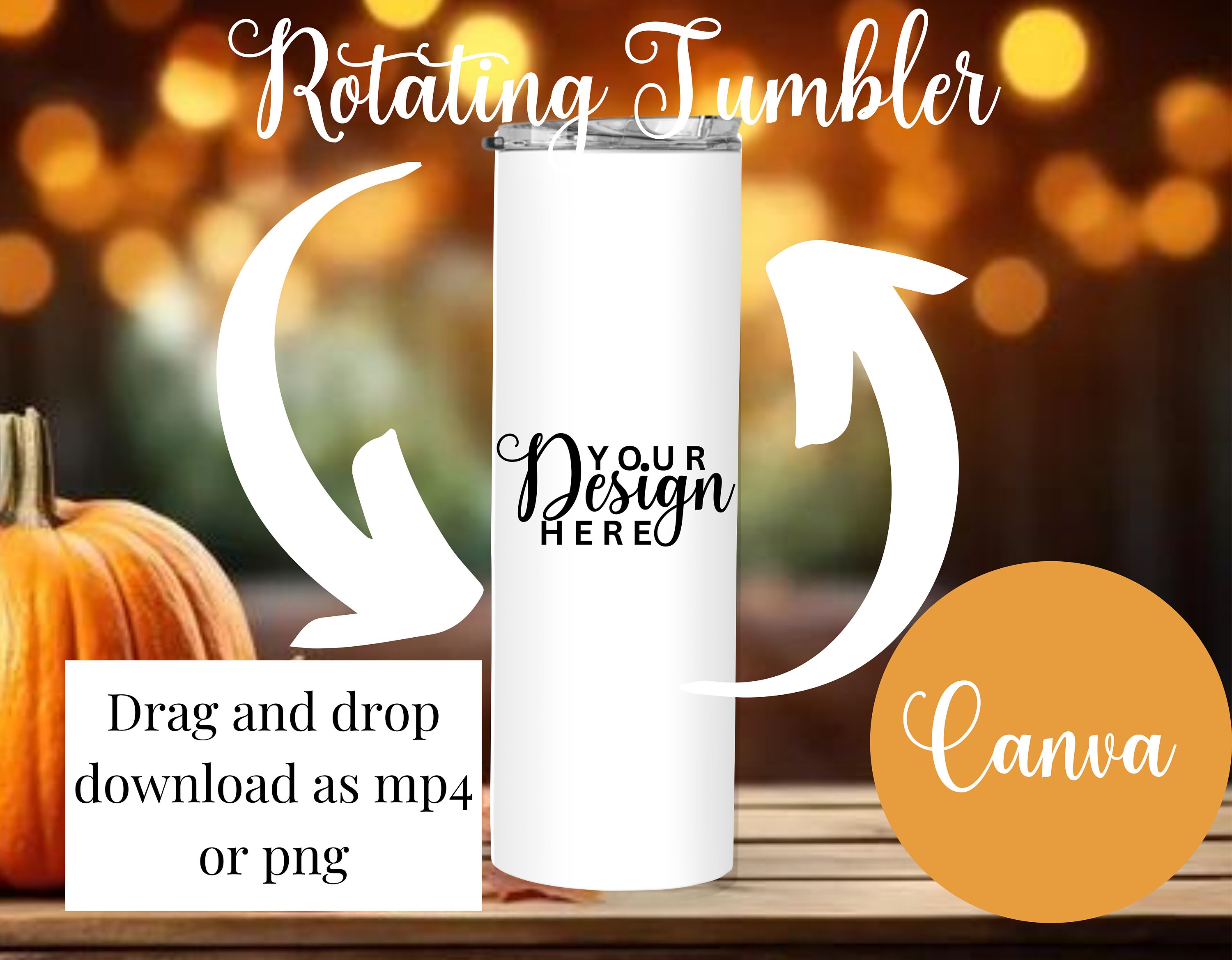 Rotating Tumbler Mockup, Rotating Fall Tumbler, Drag and Drop Tumbler ...
