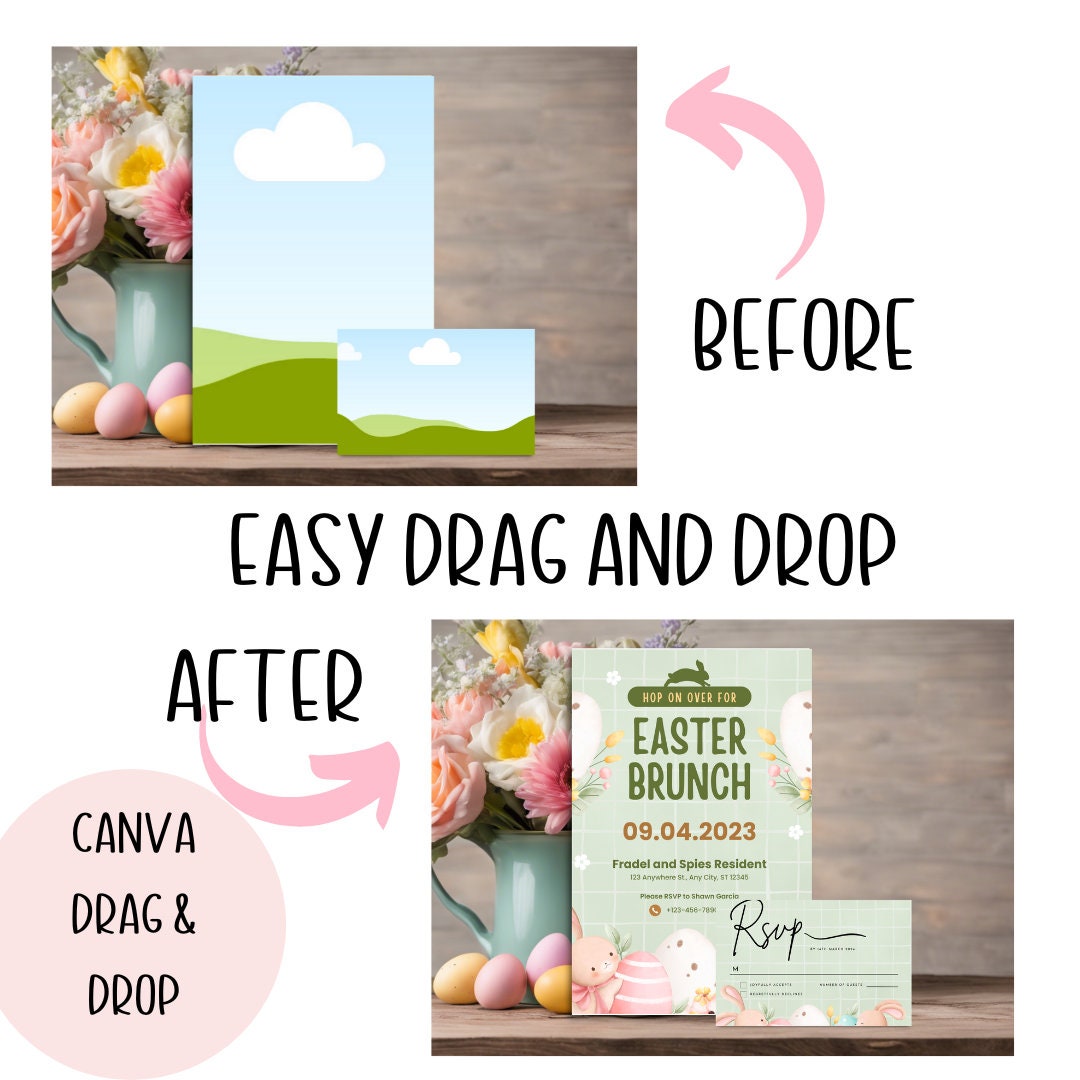 Invitation Drag and Drop Mockup, Spring Invitation Mockup, Drag and ...