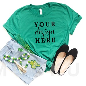 Bella and Canvas Kelly 3001C, Spring T-shirt Mockup, Bella and Canvas ...