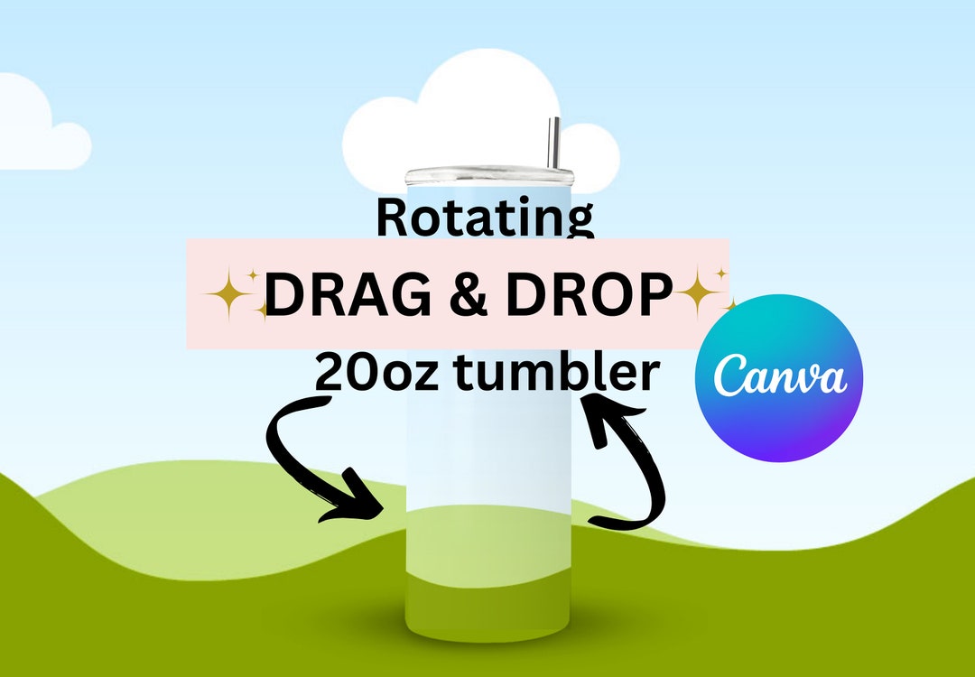 Rotating Tumbler Mockup, Canva Drag and Drop 20oz Tumbler Mockup ...