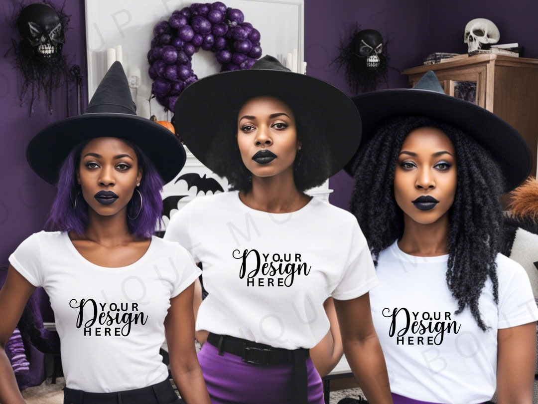 Bella and Canvas Halloween Model Mockup, 3 Female Model Mockup, 3 ...