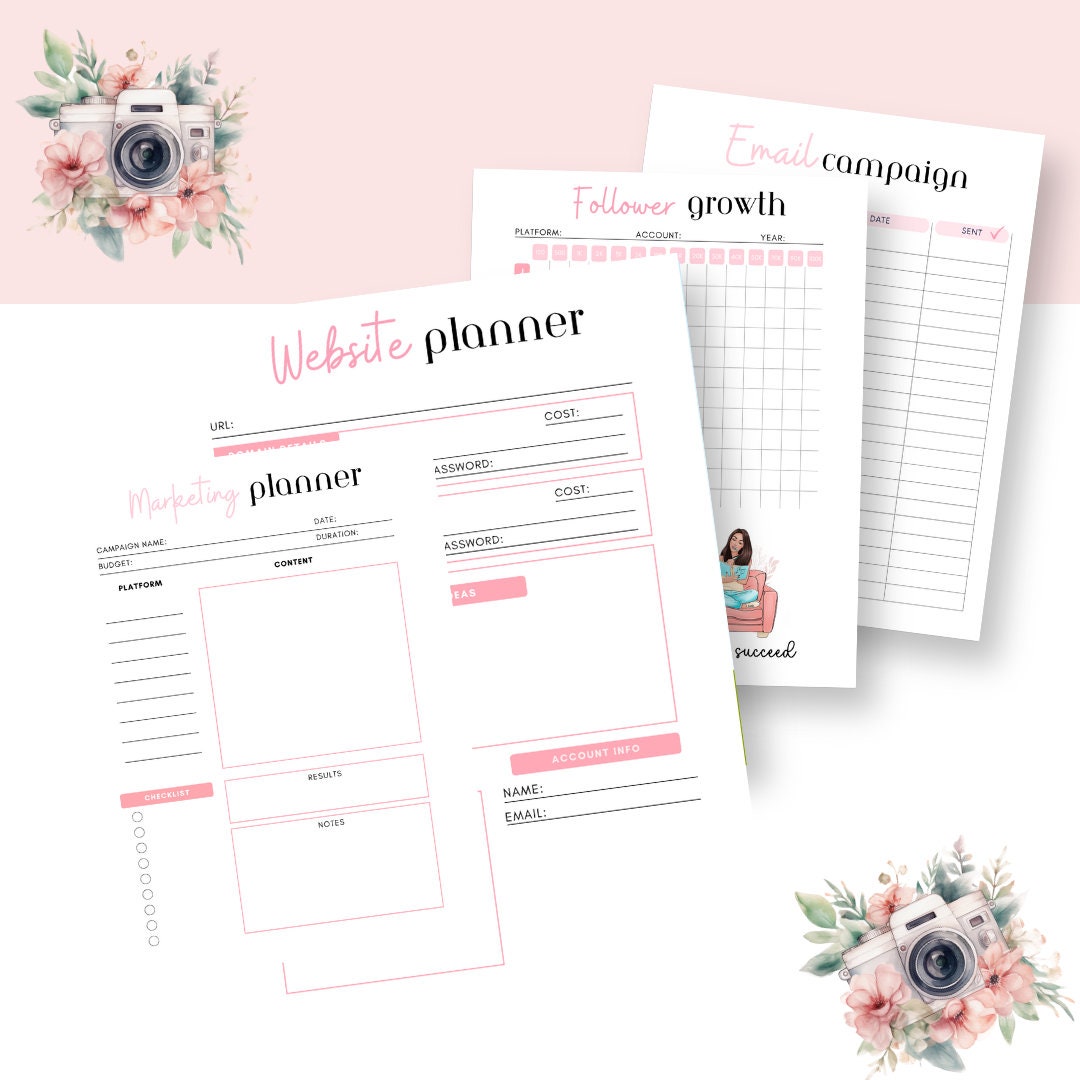 Photography Planner, Digital Download, Editable Photography Planner ...