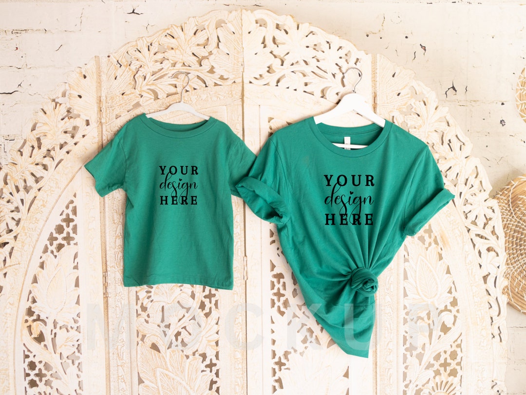 Bella and Canvas Kelly Shirt Mockup, Kelly 3001C, Mommy and Me Mockup T ...