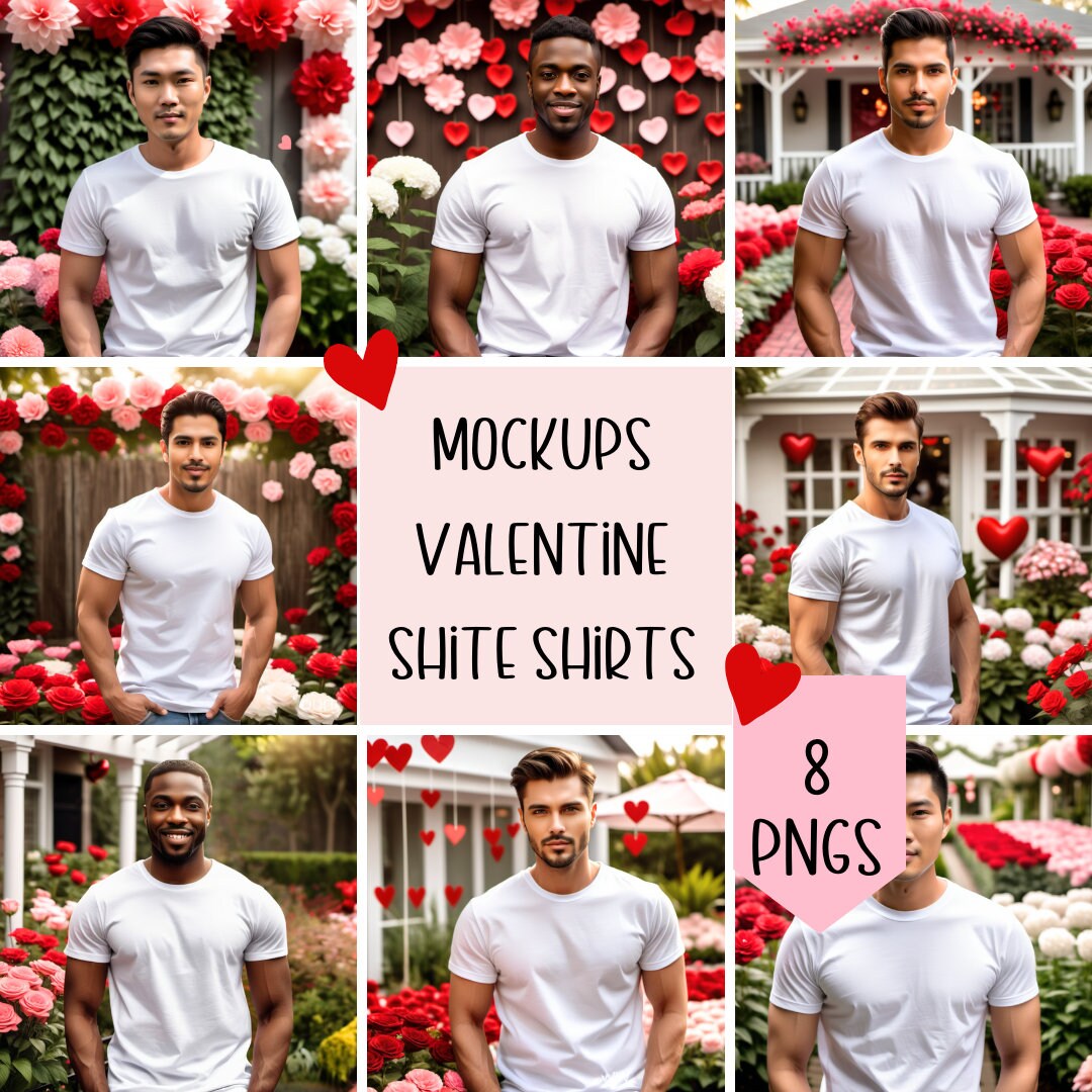 Mens Valentine Shirt Mockups, Valentine Shirt Mockup, White Shirt ...