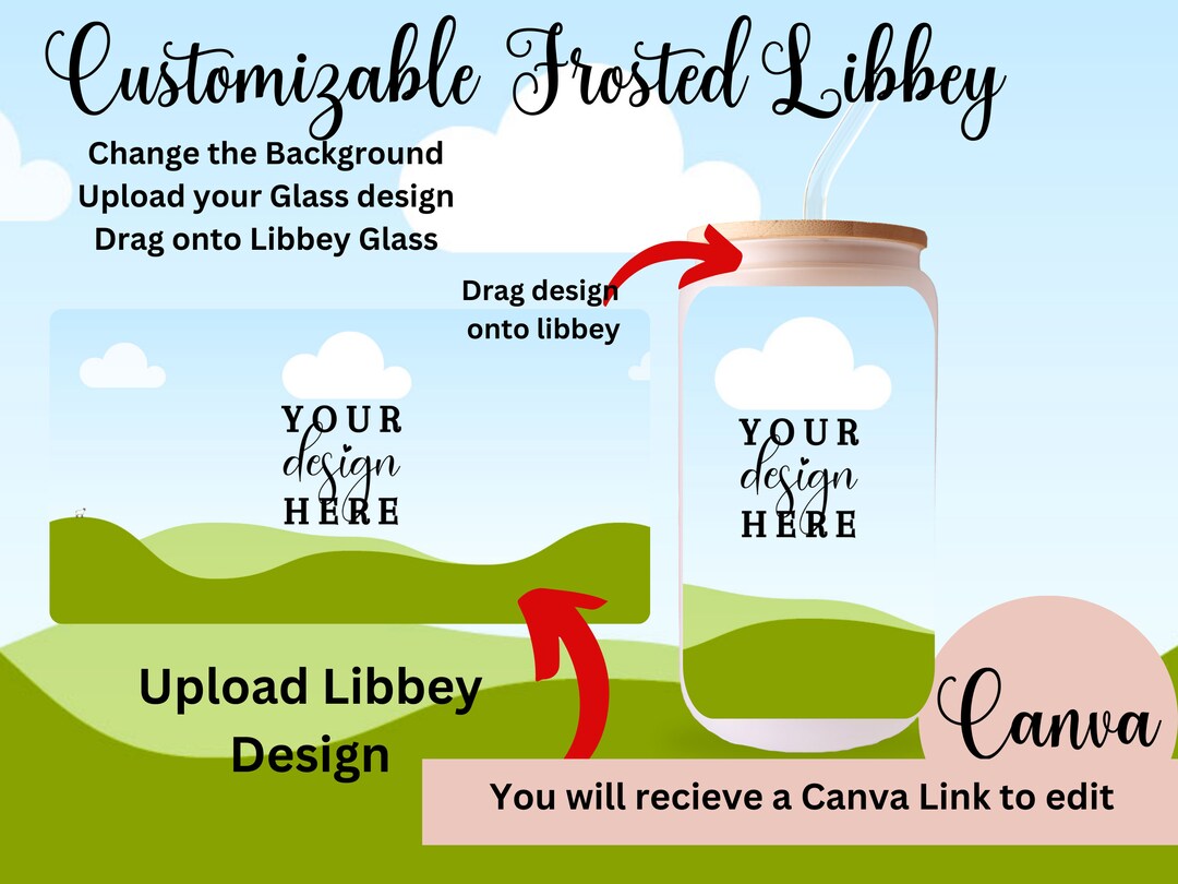 16oz Frosted Libbey Glass Full Wrap Mockup, Transparent 1 Can Libbey ...