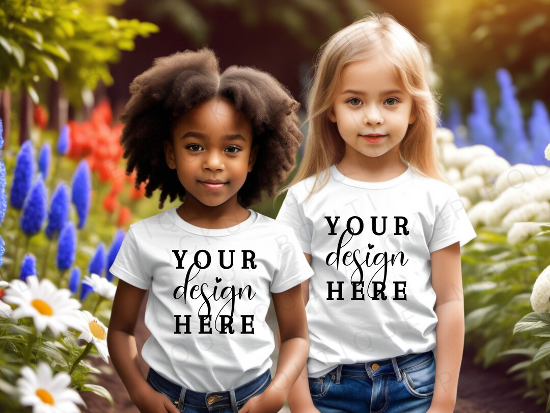 Girls White T-shirt Model Mockup, Kids T-shirt Mockup, Bella Canvas ...