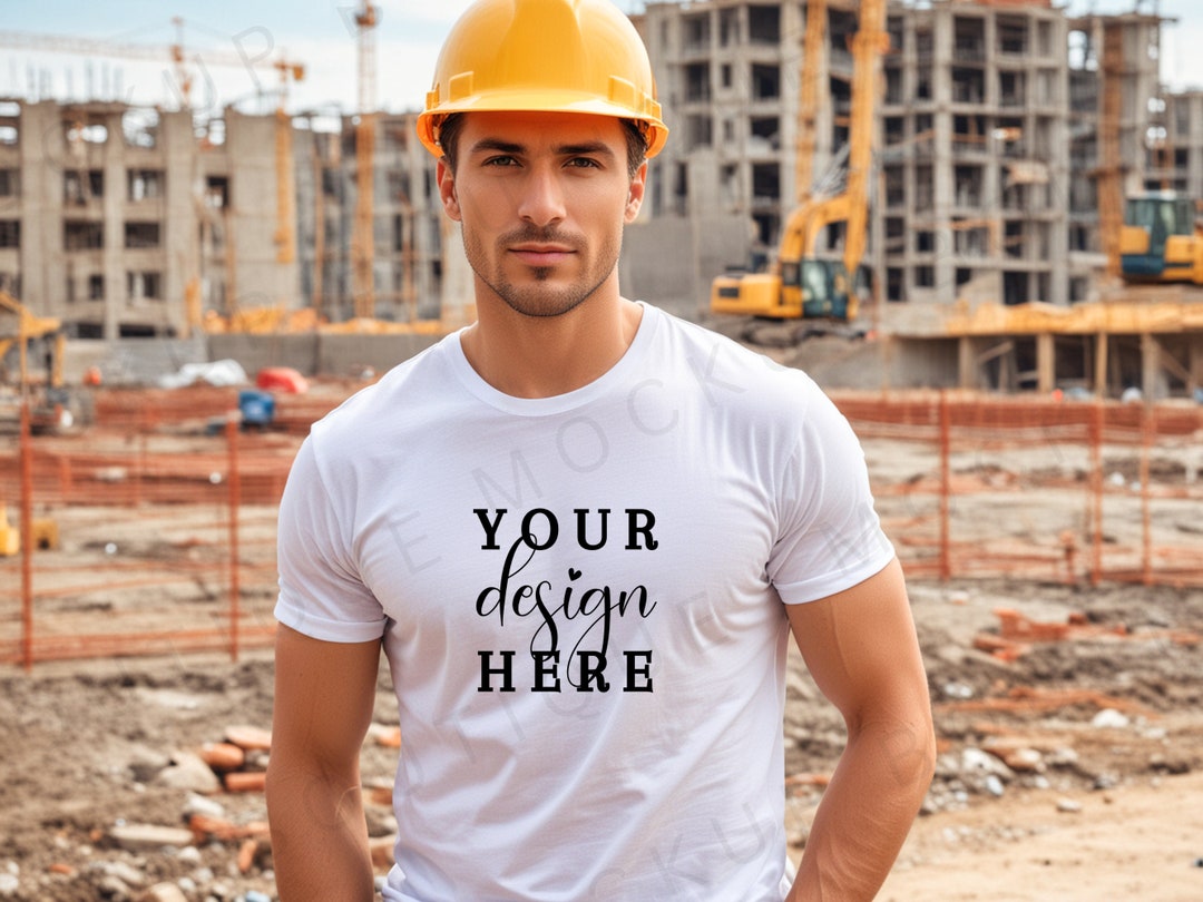 Contruction White Shirt Model Mockup, Construction Tshirt Mockup, Bella Canvas, White Shirt ...