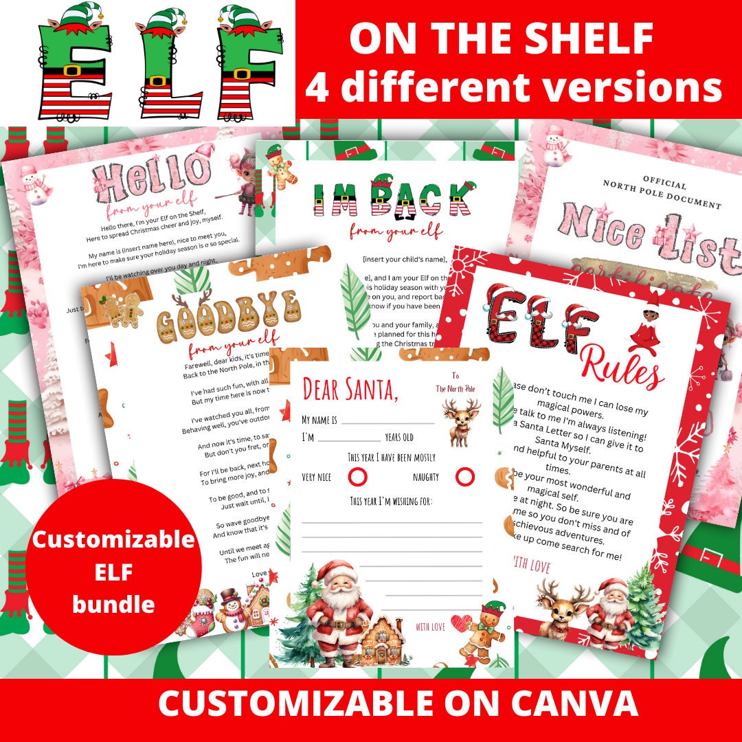 Elf Letters, Elf Bundle, Hello From Elves, Goodbye From Elves Letter ...