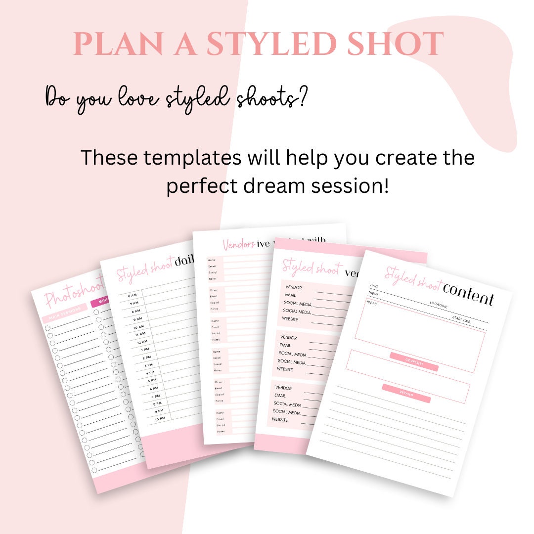 Photography Planner, Digital Download, Editable Photography Planner ...