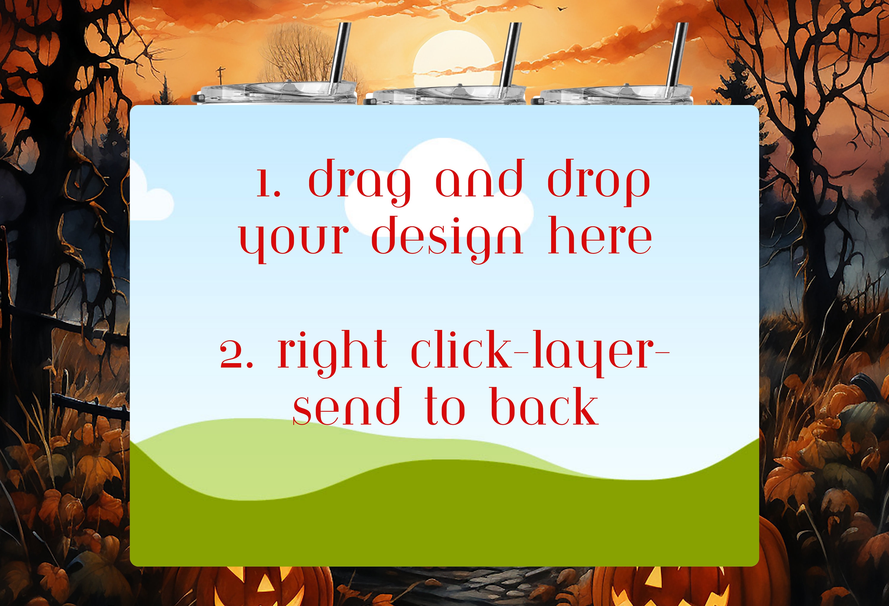 Canva Drag and Drop 20oz Tumbler Mockup, Halloween Canva Tumbler, 6 ...