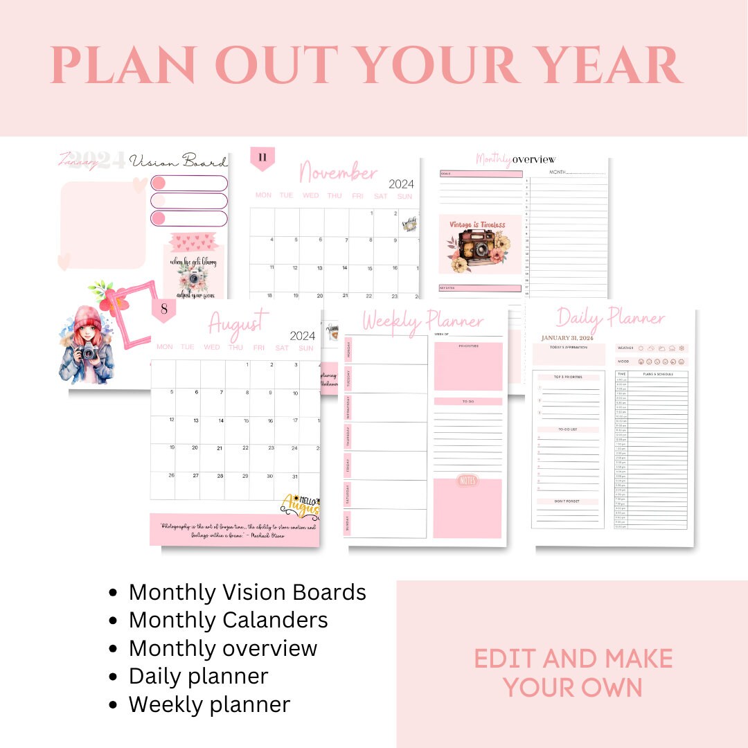 Photography Planner, Digital Download, Editable Photography Planner ...