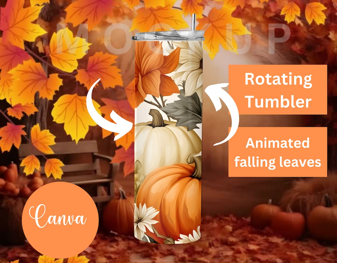 Rotating -animated Tumbler Mockup, Rotating Fall Tumbler, Drag and Drop ...