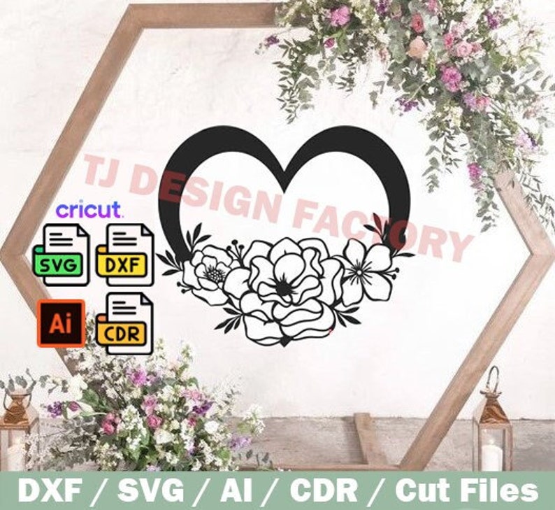 Heart Roses Cut Files DXF / SVG / PNG Ready to Cut - Etsy Australia