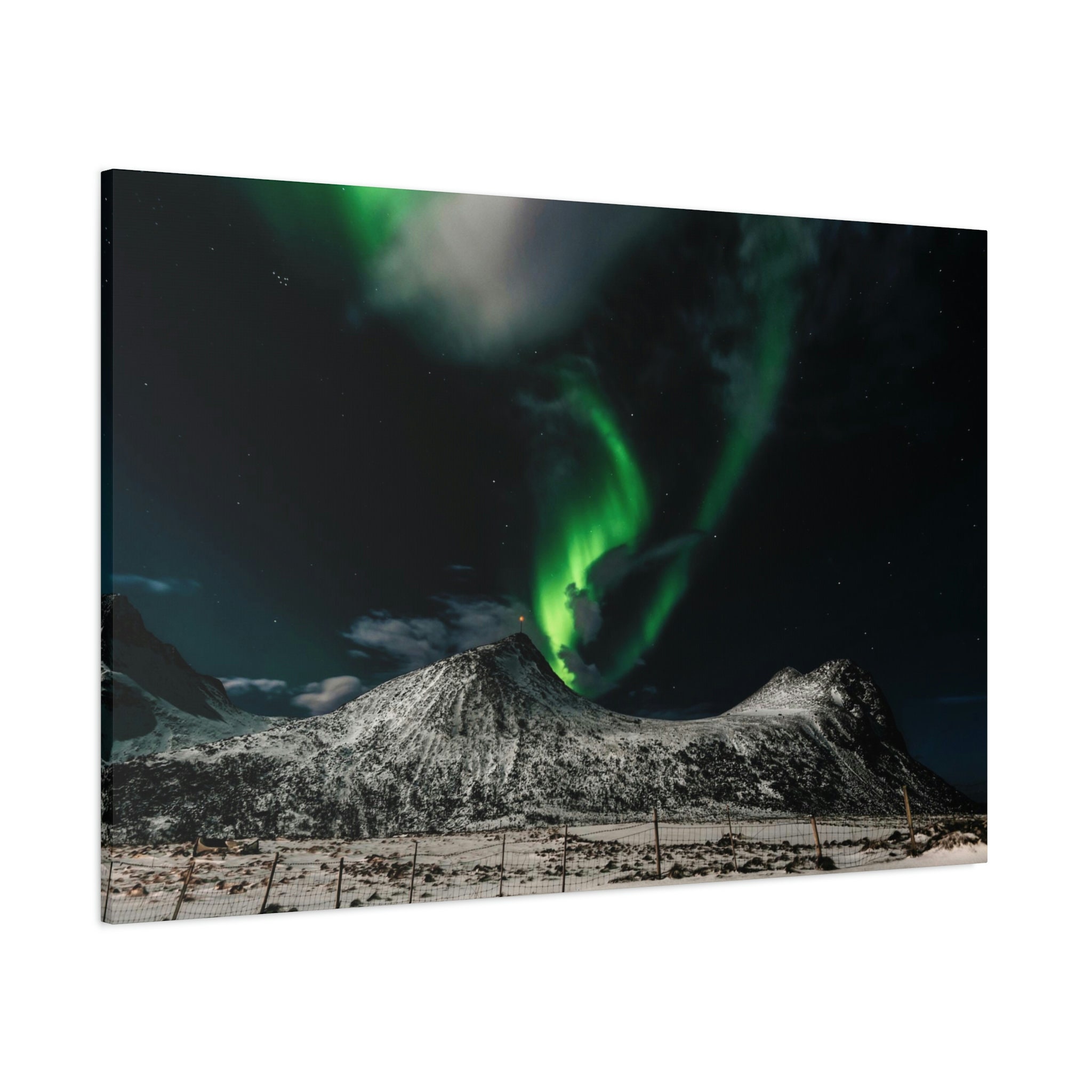 Beautiful Night Sky Northern Lights Landscape Matte Canvas Home Wall ...
