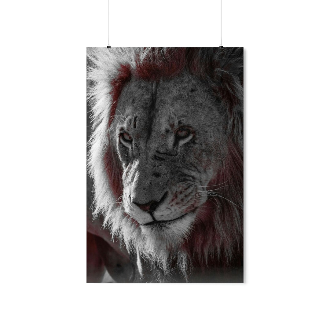 Red Mist Motivational Lion Poster Grindset Mindset - Etsy