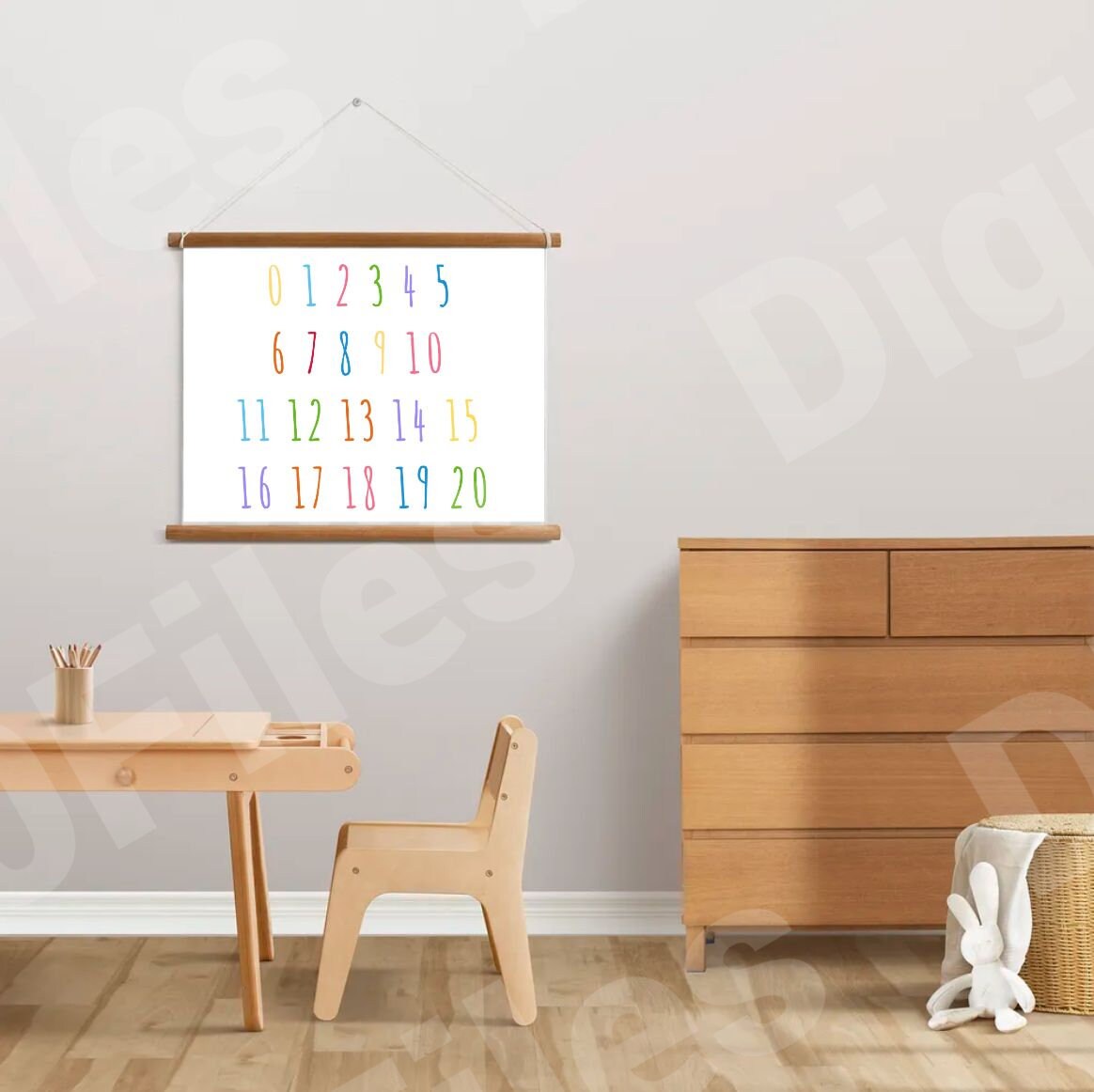 Numbers Counting 1 to 20 Kids Rainbow Color Poster Printable ...