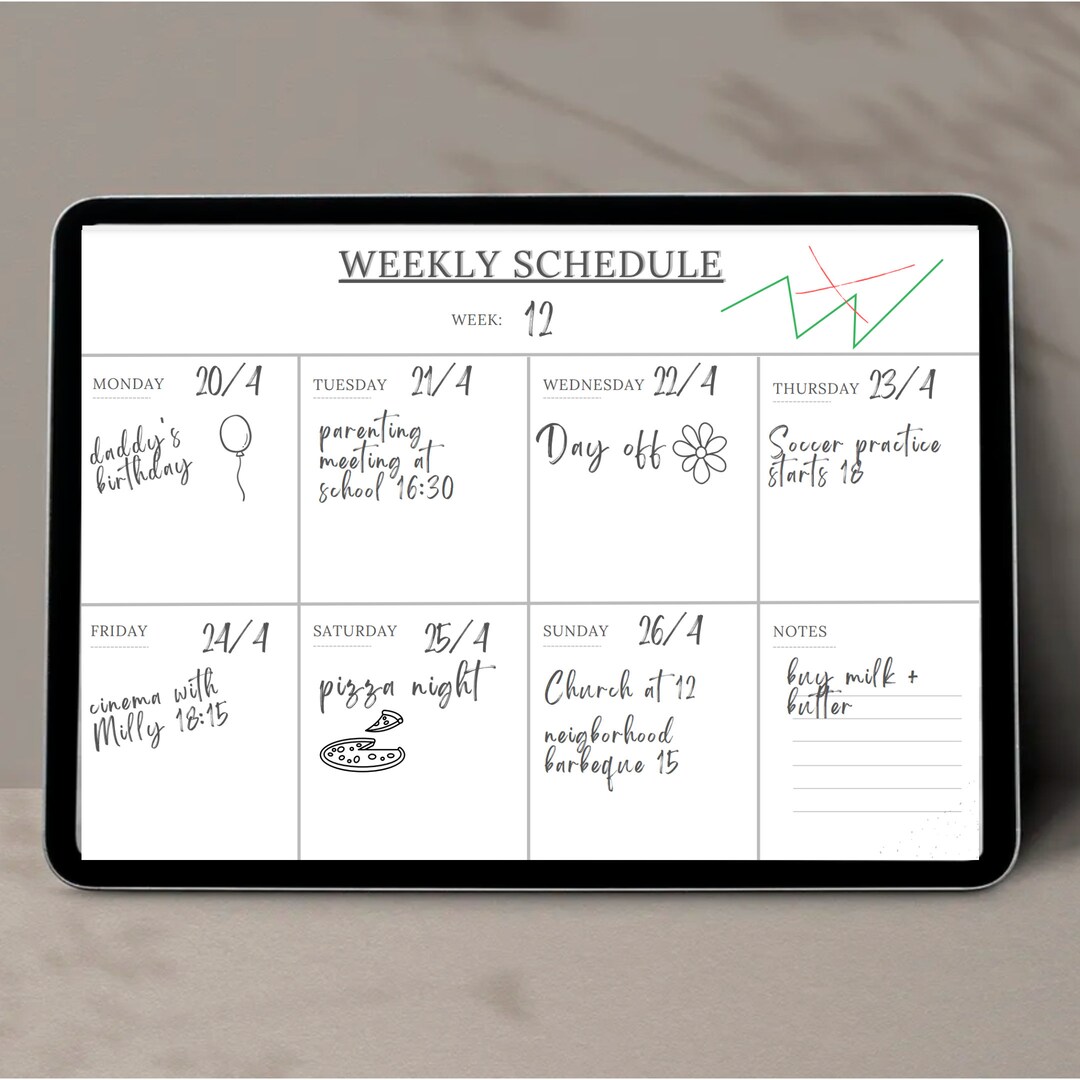 Weekly Planner, 52 Week Schedule Digital Download, Undated Goodnotes ...