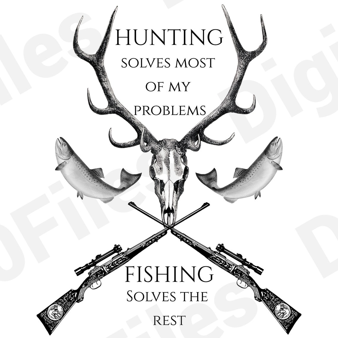 Hunting Solves Most of My Problems SVG, Fishing Svg, Deer Hunting Svg ...
