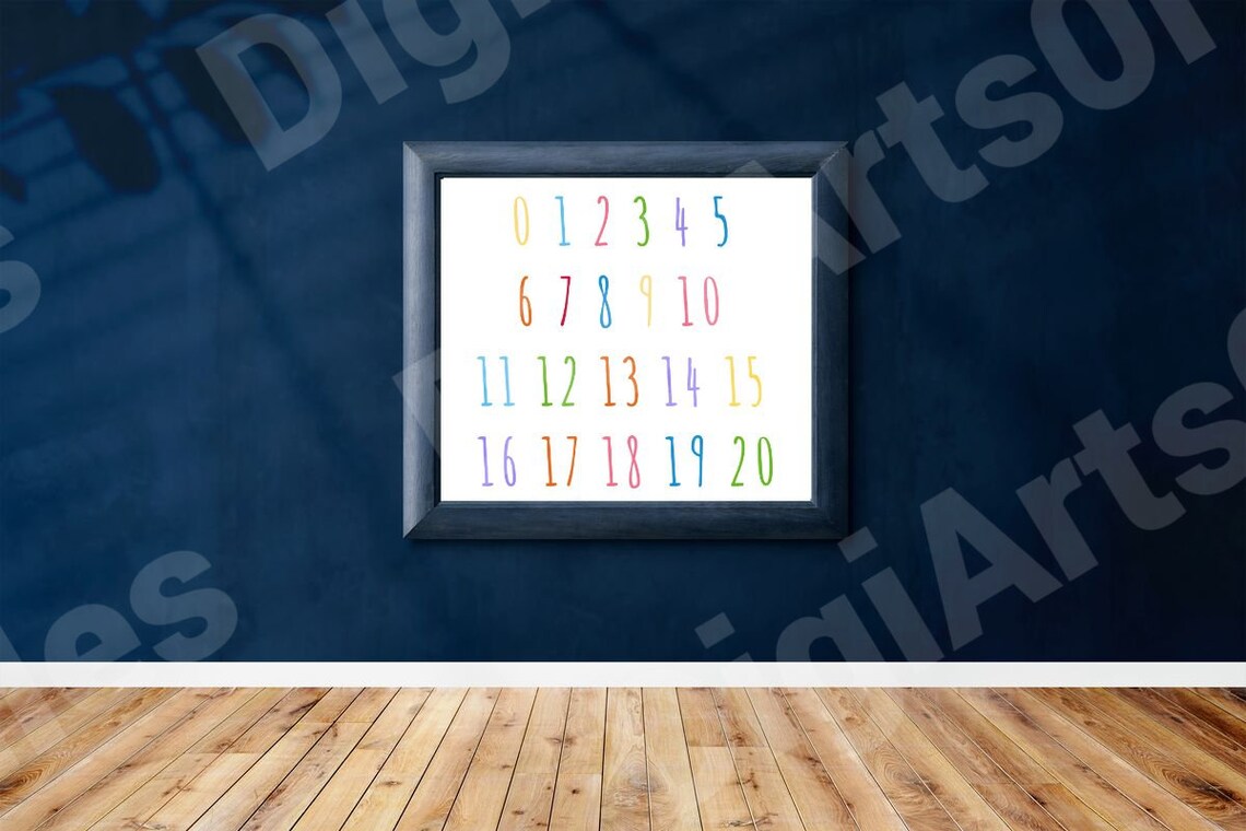 Numbers Counting 1 to 20 Kids Rainbow Color Poster Printable ...