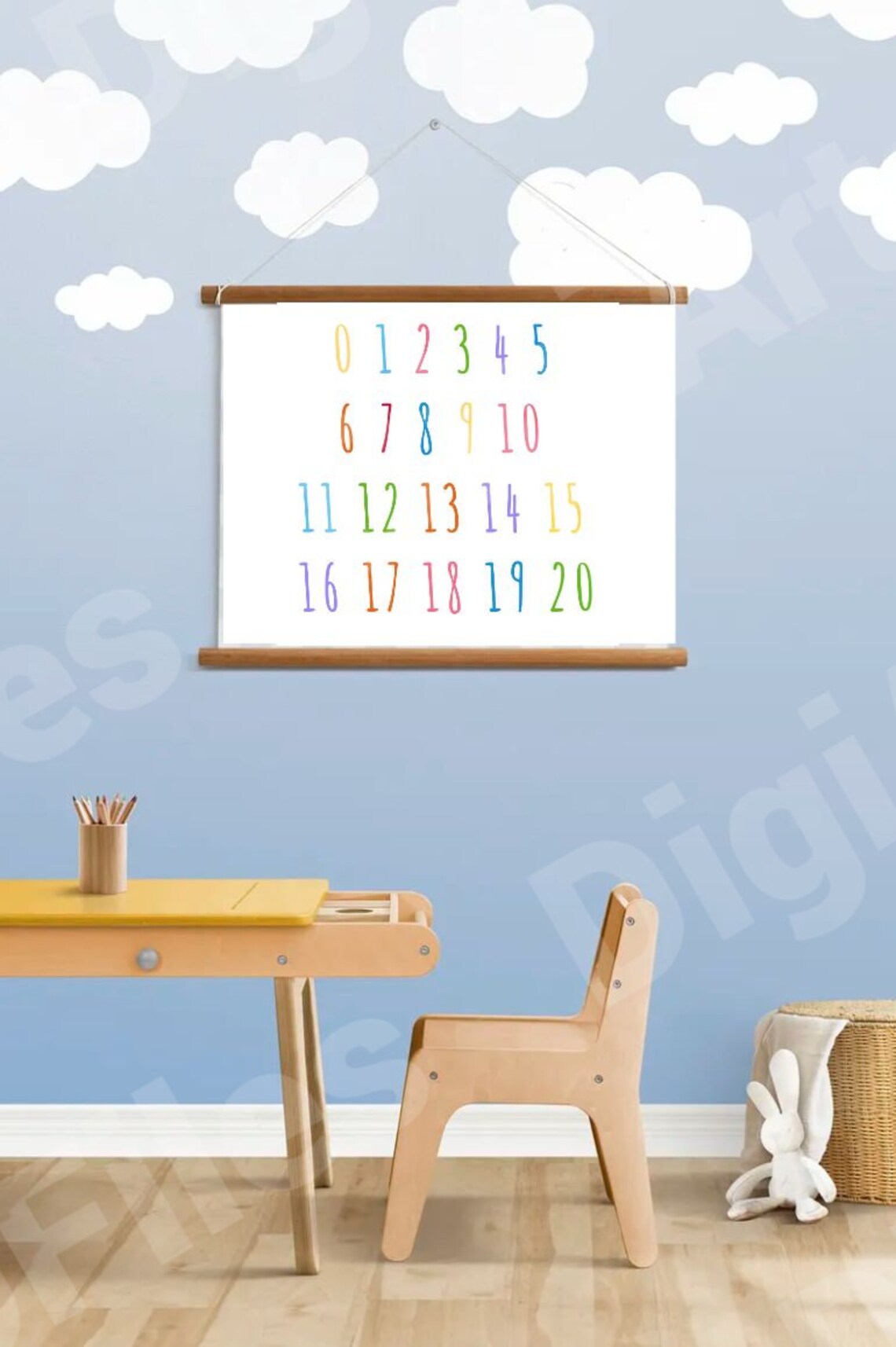 Numbers Counting 1 to 20 Kids Rainbow Color Poster Printable ...