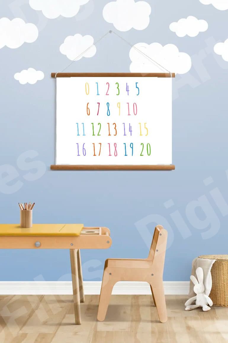 Numbers Counting 1 to 20 Kids Rainbow Color Poster Printable ...