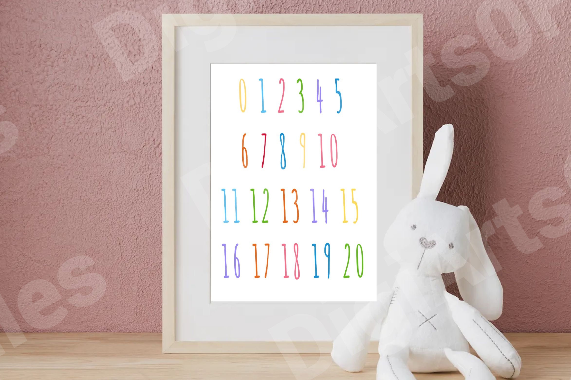 Numbers Counting 1 to 20 Kids Rainbow Color Poster Printable ...