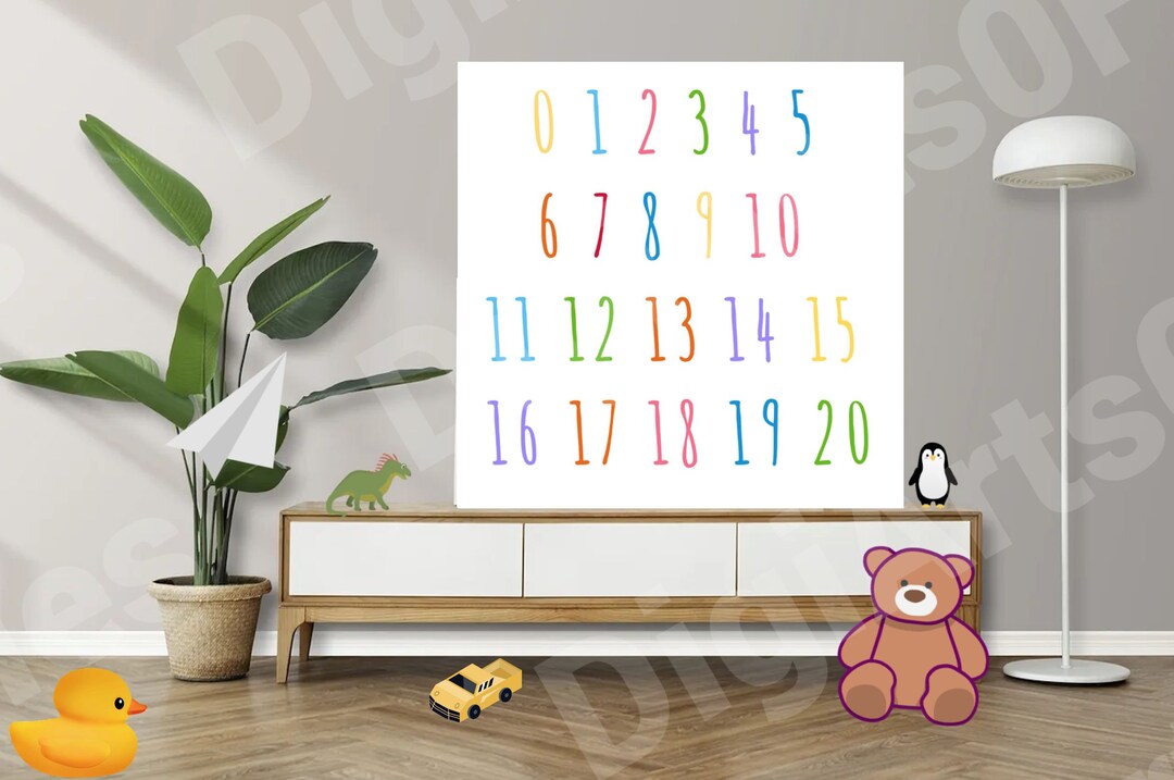 Numbers Counting 1 to 20 Kids Rainbow Color Poster Printable ...
