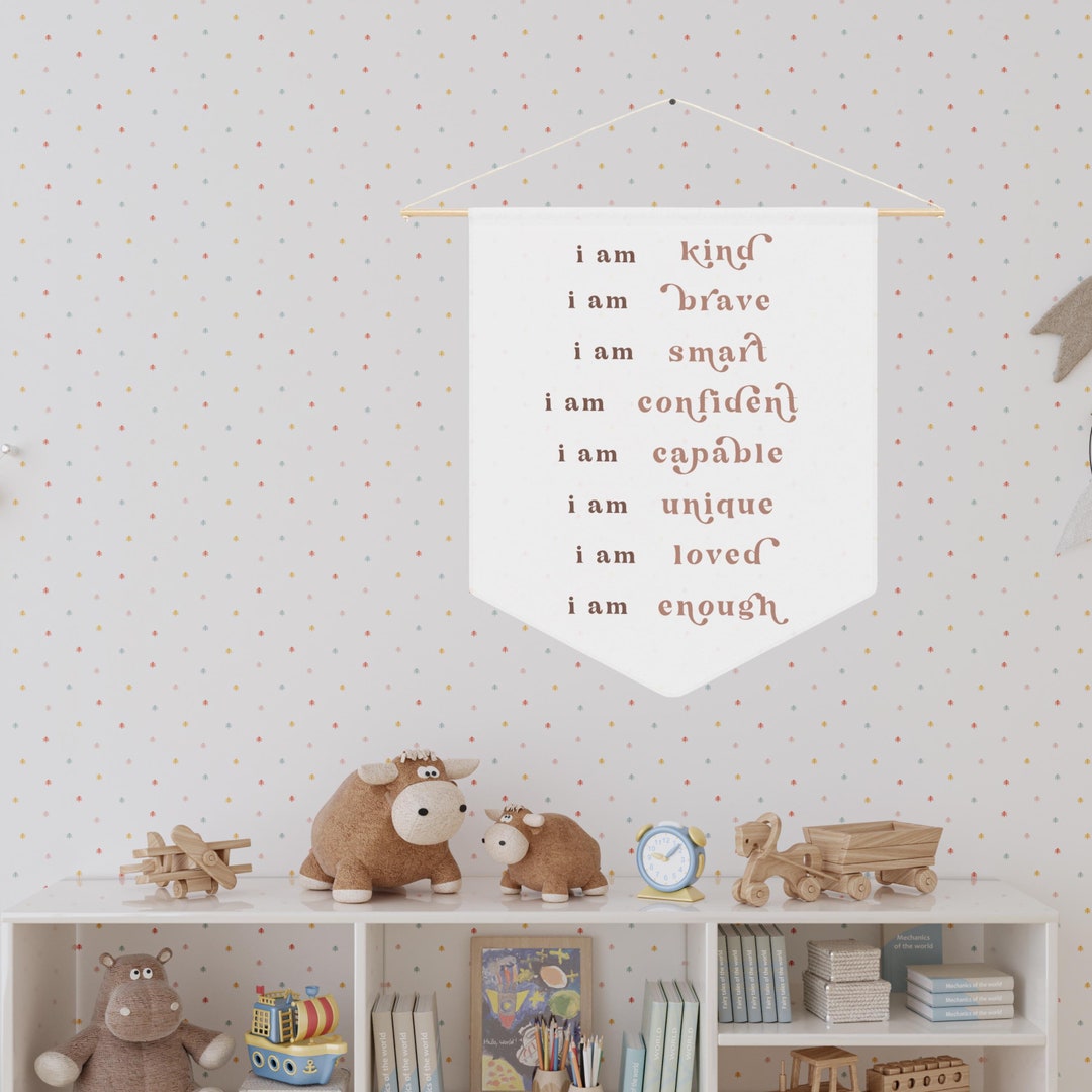 I Am Kind Positive Affirmations Kids Room Sign, Kind Vibes Decor ...