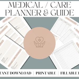 Medical Care Planner & Guide, Medical Binder, Medical Mom Planner ...
